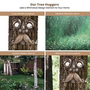 Bits and Pieces - 'Old Man' Tree Hugger - Yard Decorations - Whimsical Tree Sculpture - Garden Decoration - Garden Peeker Yard Art