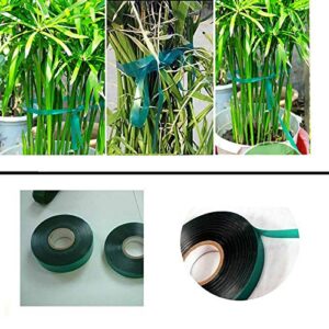 Medoore 3 Rolls 150 Feet Stretch Tie Tape 0.5 Inch Garden Tie Tape Thick Plant Ribbon Garden Green Vinyl Stake for Indoor Outdoor Patio Plant Use