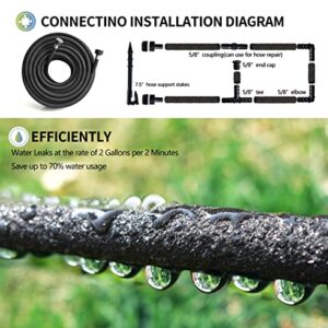 Holldoor Soaker Hose 100 Ft for Garden Beds with Soaker Hose Fittings, 1/2’’ Diameter Soaker Hose for Garden, 70% Water Saving Drip Hoses for Lawn, Landscaping, Garden(100 FT)