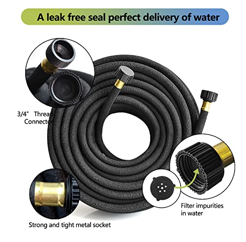 Holldoor Soaker Hose 100 Ft for Garden Beds with Soaker Hose Fittings, 1/2’’ Diameter Soaker Hose for Garden, 70% Water Saving Drip Hoses for Lawn, Landscaping, Garden(100 FT)