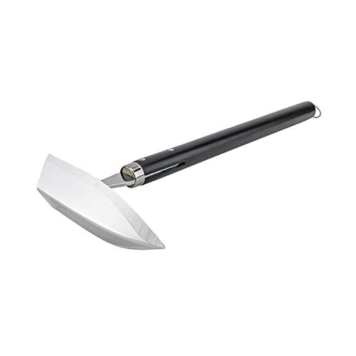 Nisaku NJP178 Handheld Triangle Hoe, Authentic Tomita (Est. 1960) Japanese Stainless Steel, 6.25" Blade, Polished 14" Wood Handle, Stainless Steel/Black-Wood Handle