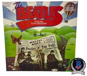 pete best signed the beatles featuring tony sheridan vinyl album lp beckett coa