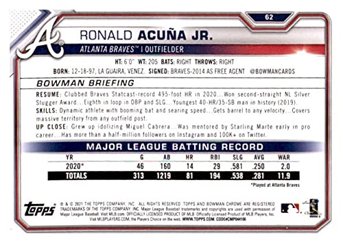 2021 Bowman #62 Ronald Acuna Jr. NM-MT Braves