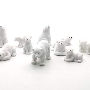 Exasinine Mini Animals Miniature Figurines Animals Model Fairy Garden Miniature Moss Landscape DIY Terrarium Crafts Ornament Accessories for Home Décor (Polar Bears, Set of 10)