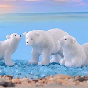 Exasinine Mini Animals Miniature Figurines Animals Model Fairy Garden Miniature Moss Landscape DIY Terrarium Crafts Ornament Accessories for Home Décor (Polar Bears, Set of 10)