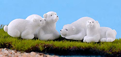 Exasinine Mini Animals Miniature Figurines Animals Model Fairy Garden Miniature Moss Landscape DIY Terrarium Crafts Ornament Accessories for Home Décor (Polar Bears, Set of 10)