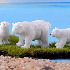 Exasinine Mini Animals Miniature Figurines Animals Model Fairy Garden Miniature Moss Landscape DIY Terrarium Crafts Ornament Accessories for Home Décor (Polar Bears, Set of 10)