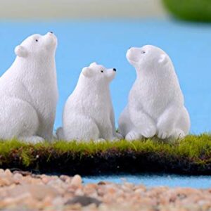 Exasinine Mini Animals Miniature Figurines Animals Model Fairy Garden Miniature Moss Landscape DIY Terrarium Crafts Ornament Accessories for Home Décor (Polar Bears, Set of 10)