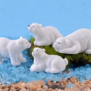 Exasinine Mini Animals Miniature Figurines Animals Model Fairy Garden Miniature Moss Landscape DIY Terrarium Crafts Ornament Accessories for Home Décor (Polar Bears, Set of 10)