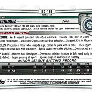 2020 Bowman Draft Chrome - Julio Rodriguez - REFRACTOR - Seattle Mariners Baseball Rookie RC Card #BD-188