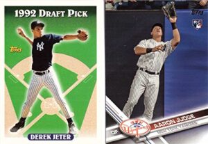 derek jeter and aaron judge new york yankees rookie card lot of 2-1993 topps derek jeter rookie card and 2017 topps aaron judge rookie card