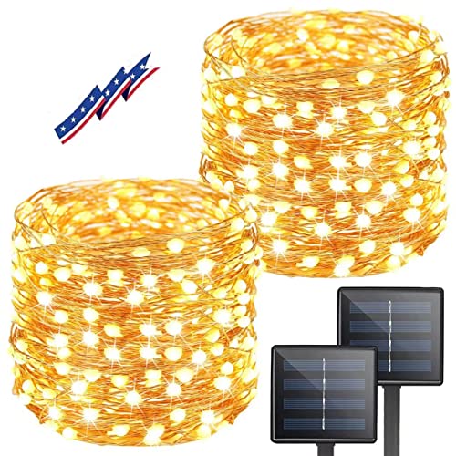 BHCLIGHT Solar String Lights Outdoor, 2-Pack 80FT 200 LED Solar Outdoor Lights, Waterproof Copper Wire 8 Modes Solar Fairy Lights for Garden Patio Tree Christmas Party Wedding (Warm White)