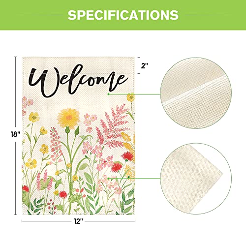 AVOIN colorlife Spring Welcome Garden Flag 12x18 Inch Double Sided Outside, Floral Yard Outdoor Flag