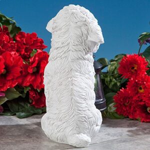 Bits and Pieces - Bichon Solar Lantern Statue - Solar Powered Garden Lantern - Resin White Dog Sculpture with LED Light - Outdoor Lighting and Décor Maltese, Bolognese, Coton de Tulear, Havanese