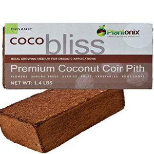 Coco Bliss Coco Coir - Compressed Coco Coir Bricks with Low EC and pH Balance - High Expansion Coco Fiber for Herbs, Flowers, Planting - OMRI Listed Renewable Coconut Soil (650 Grams, 5 Bricks)