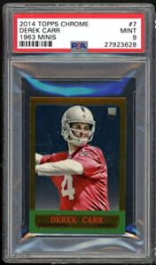 derek carr rookie card 2014 topps chrome 1963 minis #7 psa 9