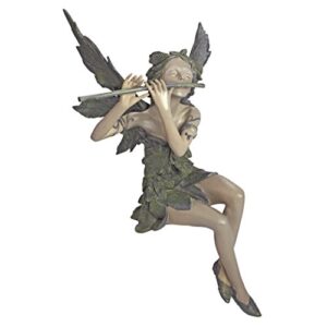 design toscano fairy of the west wind sitting garden statue, 19 inch, polyresin, two tone stone