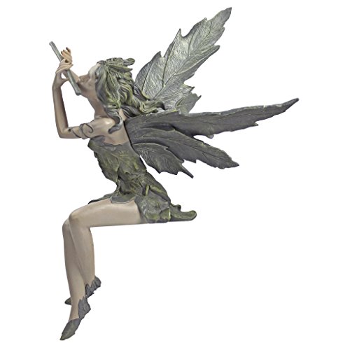 Design Toscano Fairy of the West Wind Sitting Garden Statue, 19 Inch, Polyresin, Two Tone Stone