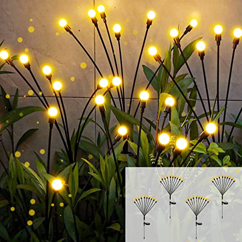 AAOVEFOX Solar Garden Lights – 40 LED Solar Firefly Lights, 10 LED Starburst Swaying Lights, Solar Outdoor Lights Waterproof Garden Decor for Yard Patio Pathway Lawn(4 Pack)