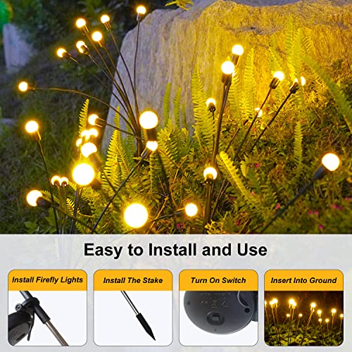 AAOVEFOX Solar Garden Lights – 40 LED Solar Firefly Lights, 10 LED Starburst Swaying Lights, Solar Outdoor Lights Waterproof Garden Decor for Yard Patio Pathway Lawn(4 Pack)