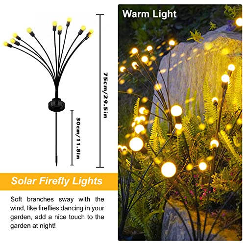 AAOVEFOX Solar Garden Lights – 40 LED Solar Firefly Lights, 10 LED Starburst Swaying Lights, Solar Outdoor Lights Waterproof Garden Decor for Yard Patio Pathway Lawn(4 Pack)