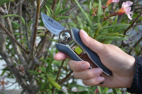 MLTOOLS Bypass Pruning Shears Compact Heavy Duty & Ultra Sharp for Gardening – 6.7 Inch Stainless-Steel Garden Shears – for Both Left & Right Handers – Ergonomic Trimming Shears – P8245