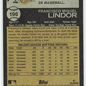 2022 Topps Heritage #196 Francisco Lindor NM-MT New York Mets Baseball