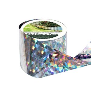 offo bird reflective tape, 330 feet x 1.9 inches dual-sided bird reflective tape outdoor for garden, farm, orchard or courtyard