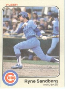 1983 fleer rookie card baseball rookie card #507 ryne sandberg near mint or better