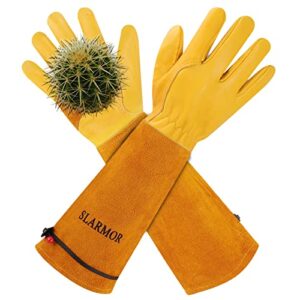 slarmor long gardening-gloves women/men-thorn proof rose pruning heavy duty gauntlet-l