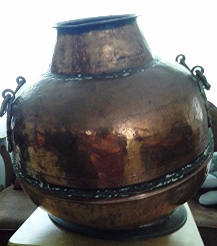 Vintage Antique Hand-hammered Middle Eastern Water, Wine, Oil Jug Brass Handles