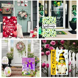 Yileqi Seasonal Garden Flag Set of 12 Double Sided Welcome Spring Easter Garden Flags, Small Yard Flag for Outside Décor 12x18 Inch, with Free Anti-Wind Clip and Stopper