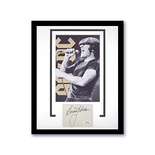 Brian Johnson"AC/DC" Autograph SIGNED Custom Framed 11x14 Matted Display ACOA