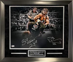 bret hart shawn michaels double autograph photo the montreal screwjob 23×27 – autographed wrestling photos