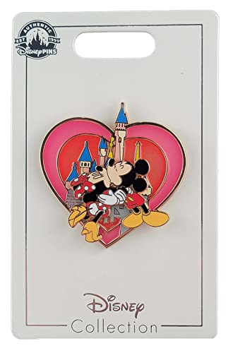 Disney Pin - Mickey and Minnie Mouse Kissing - Heart and Castle