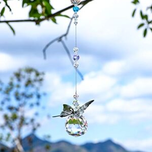 WEISIPU Crystal Hanging Decorations - Hanging Ornament Crystals Butterfly Suncatchers with Clear Crystal Ball for Home, Office, Garden Decoration, Window Decorations Hanging