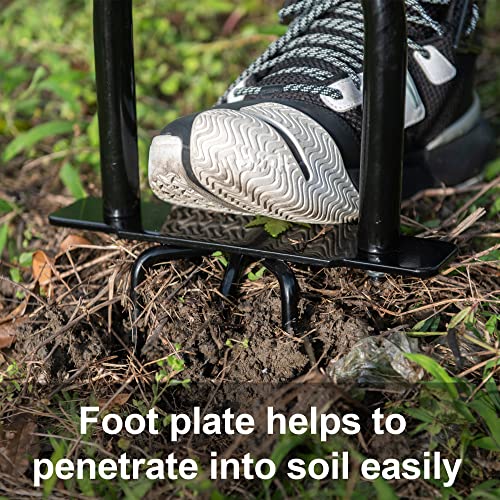 nutroeno 37 inch Manual Twist Tiller - Garden Claw Cultivator with Long Handle, Hand Tiller Soil Ripper, Lawn Aerator Weeder for Flower Box and Raised Bed., Black & Green