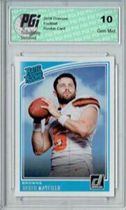 baker mayfield 2018 donruss football #303 rated rookie card pgi 10