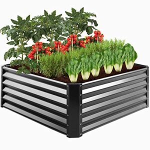 best choice products 4x4x1.5ft outdoor metal raised garden bed, medium root box planter for vegetables, flowers, herbs, and succulents w/ 179 gallon capacity