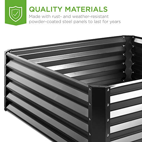 Best Choice Products 4x4x1.5ft Outdoor Metal Raised Garden Bed, Medium Root Box Planter for Vegetables, Flowers, Herbs, and Succulents w/ 179 Gallon Capacity