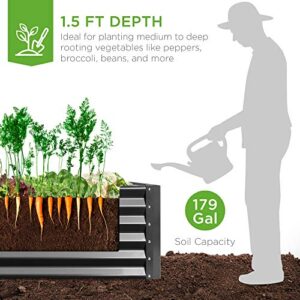 Best Choice Products 4x4x1.5ft Outdoor Metal Raised Garden Bed, Medium Root Box Planter for Vegetables, Flowers, Herbs, and Succulents w/ 179 Gallon Capacity