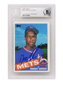 dwight gooden signed new york mets 1985 topps baseball rookie card #620 – (beckett encapsulated)