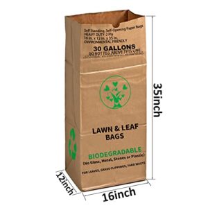 AimGrowth 30 Gallon Heavy Duty Brown Paper Lawn and Leaf Bags with 20 GAL Dustpan-Type Bag, 2-Ply Heavy Duty Large Kraft Paper Bags (10 Count) | Tear Resistant Yard Waste Bag for Home and Garden