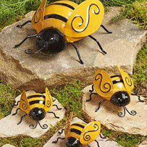 G Ganen Decorative Metal Bumble Bee Garden Accents - Lawn Ornaments - Set of 4