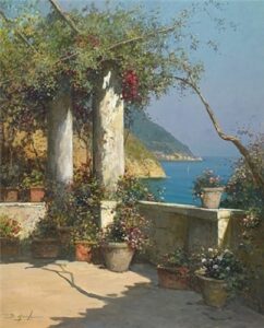 giovanni diguida hand signed and numbered limited edition canvas:terrace in positano