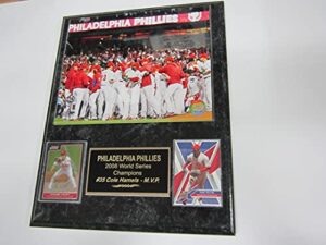 2008 phillies world series champions 2 card collector plaque #8 w/8×10 photo