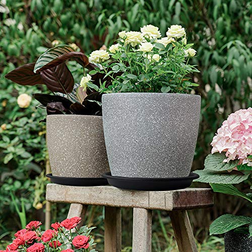 QCYOHO 12 Pack Plastic Flower Plant Pot Saucer Heavy Duty Sturdy Drip Trays for Indoor Outdoor Garden (6''/8.5''/10'', Black),