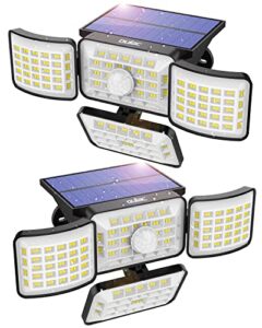 solar outdoor lights, 250 led 3 modes motion sensor lights, ip65 waterproof solar motion lights for pathway patio yard garden porch, 2pack