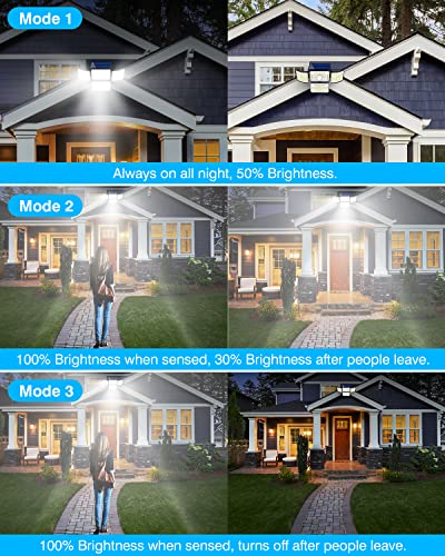 Solar Outdoor Lights, 250 LED 3 Modes Motion Sensor Lights, IP65 Waterproof Solar Motion Lights for Pathway Patio Yard Garden Porch, 2Pack