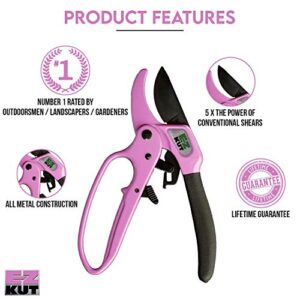 EZ Kut Heavy Duty Pruners Ratchet Hand Pruner with Ratcheting Action Great Garden Hand Tool Clippers Gardening pruners arthritis tools Ratcheting Anvil Hand Pruner Pruning Shears Heavy Duty Since 1988